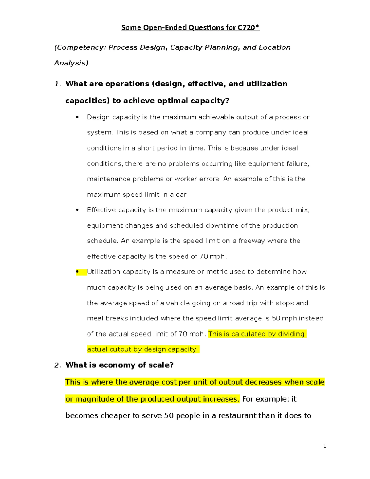 C720Questions-Competency Breakdown - Some Open-Ended Questions for C720 ...