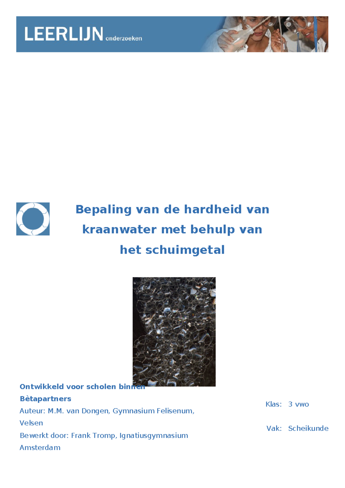 Hardheid van Water en Schuimgetal 1 - Scheikunde 3 VWO Experimenten ...