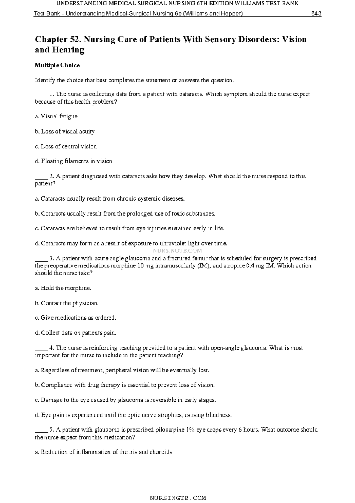 TB-Chapter 52. Nursing Care for Patients with Vision and Hearing ...