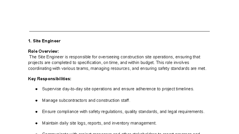 Site Engineer & Sales Executive Role Overview: Key Responsibilities ...