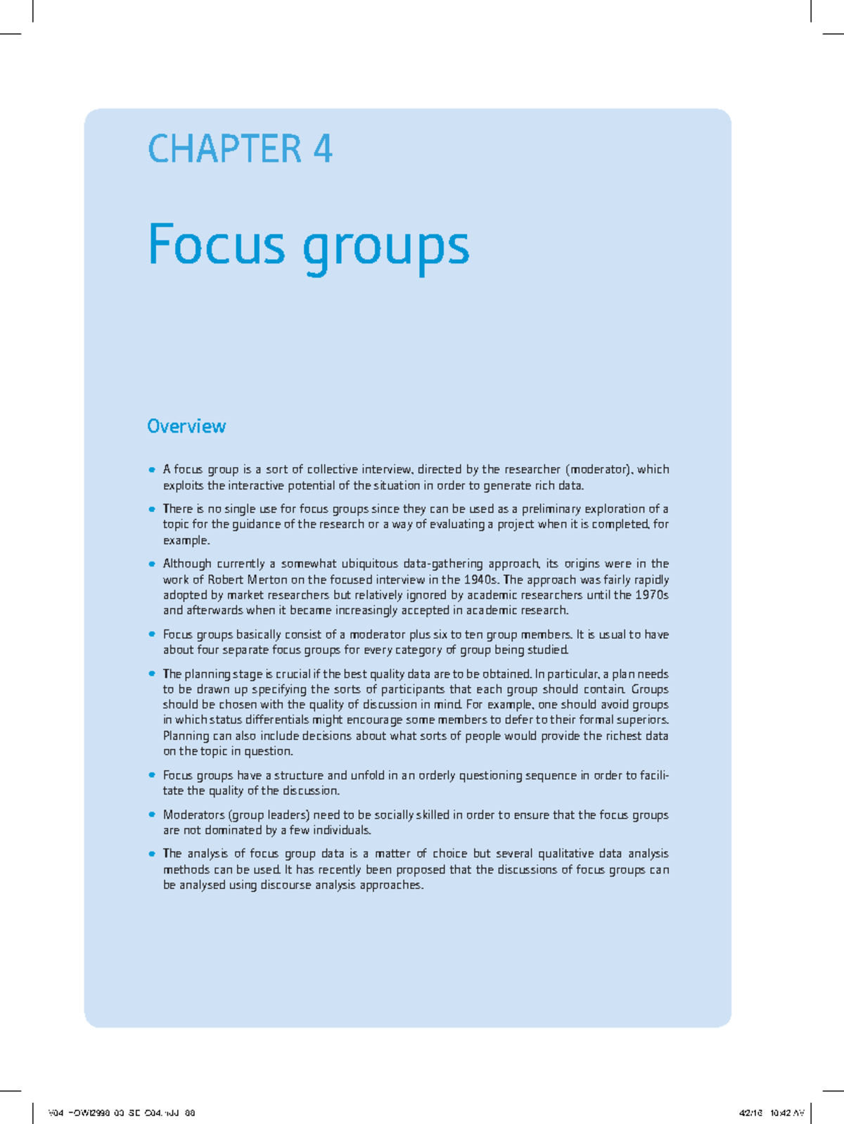 Howitt M04 - Focus Group Discussion Notes & Overview of Methodology ...