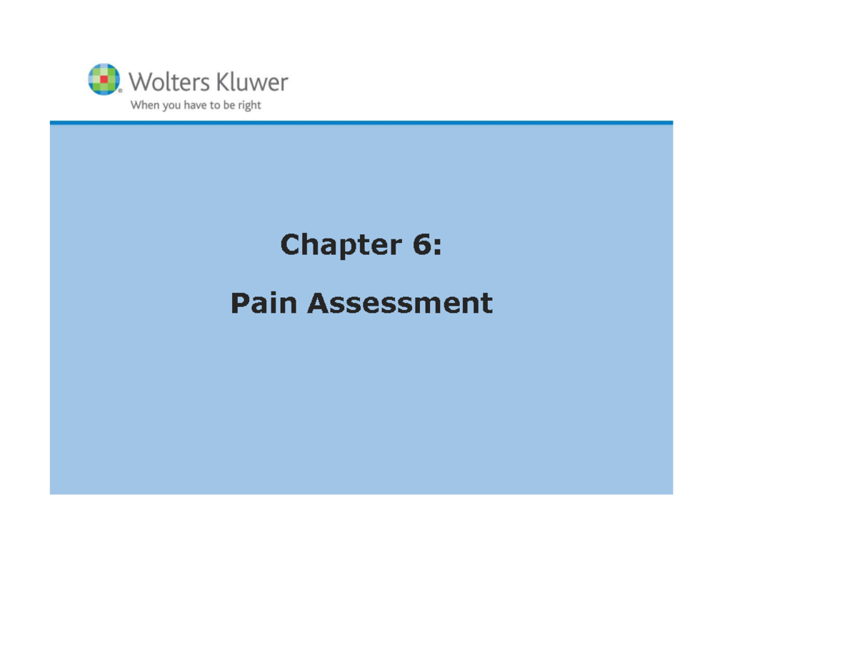 Chapter 06: Pain Assessment Study Questions for Exam Prep - Studocu