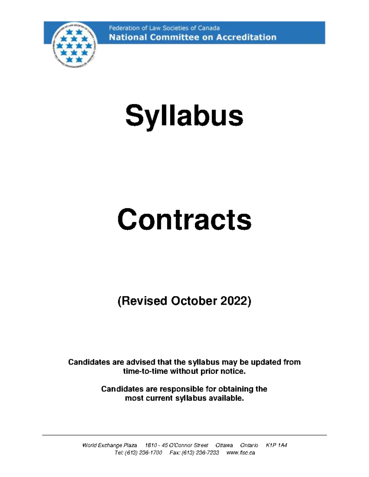 Contracts Course Syllabus - Revised Oct 2022 - Studocu