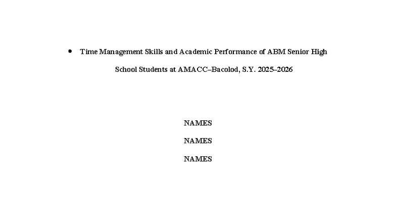 ABM C Time Management & Academic Performance Study (Ch 1-3) - Studocu