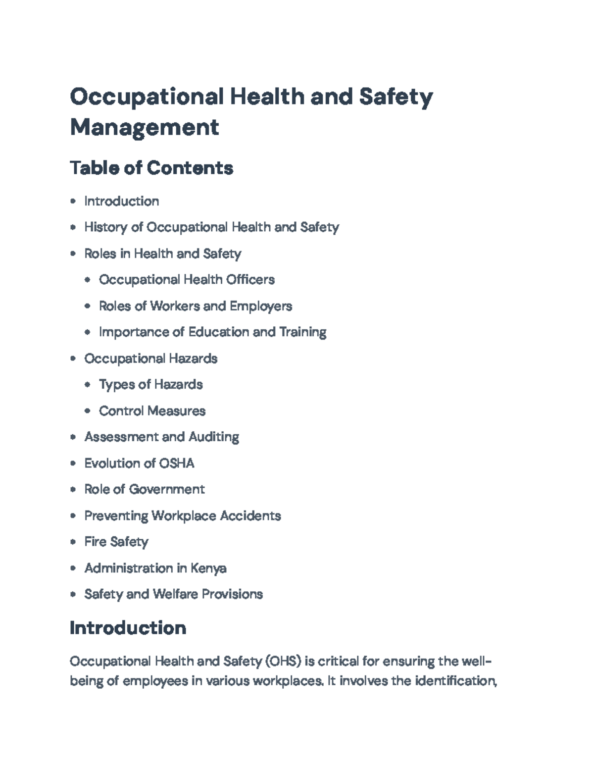 Understanding Occupational Health and Safety: Key Concepts and ...