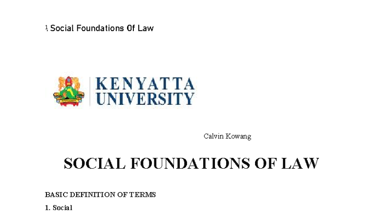 Social Foundations of Law Notes - CAL 101 - Studocu