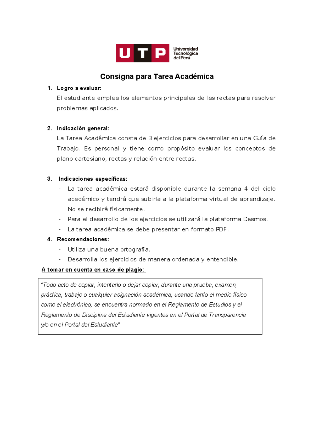 Tarea Académica 1: Resolución de Problemas con Rectas en Desmos - Studocu
