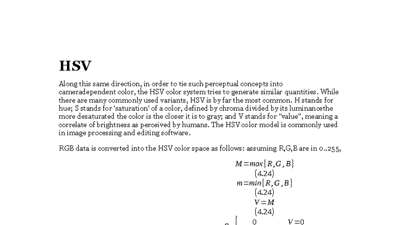 HSV Color Model and sRGB Color Space Overview - Studocu