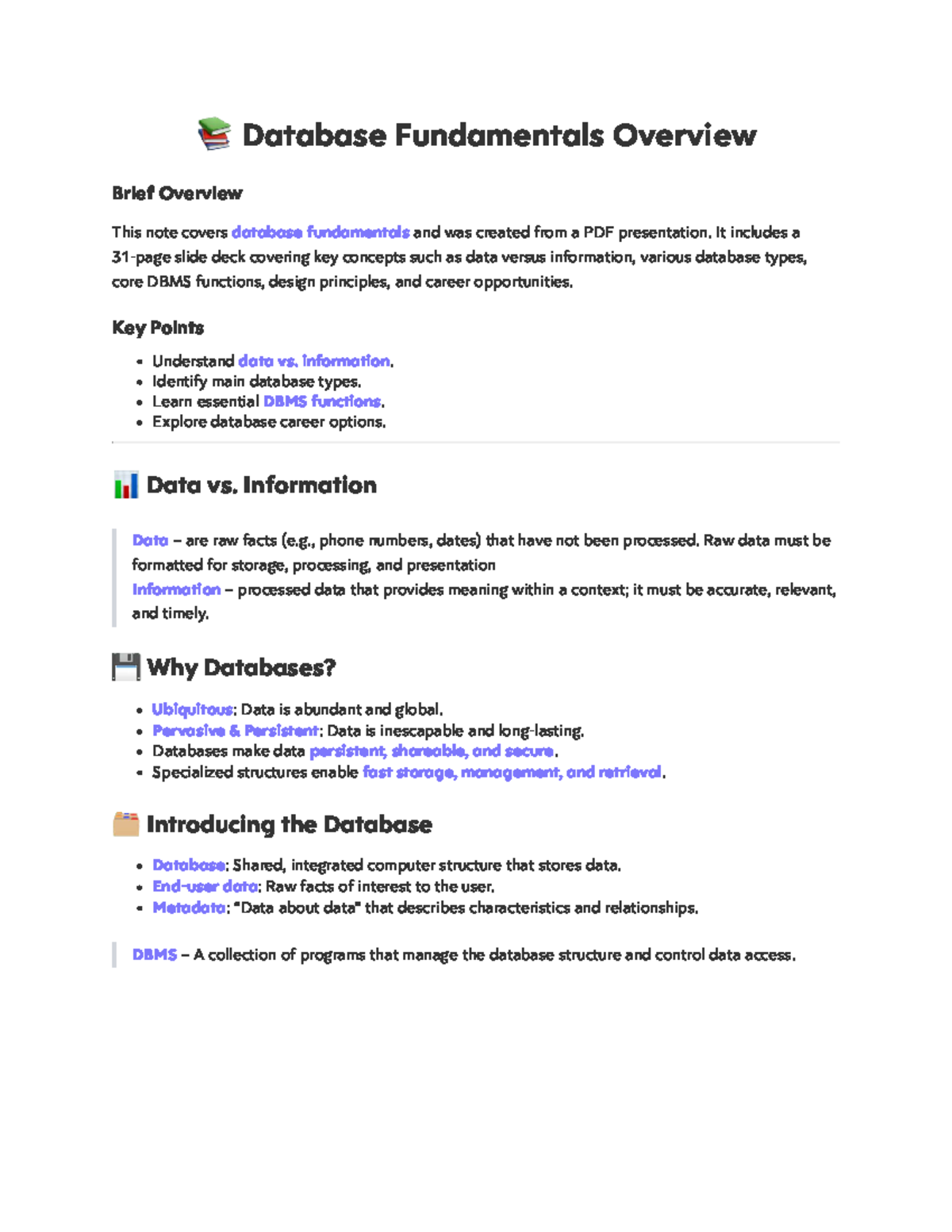 Database Fundamentals Overview: Key Concepts & Career Paths (Chap1 13e ...