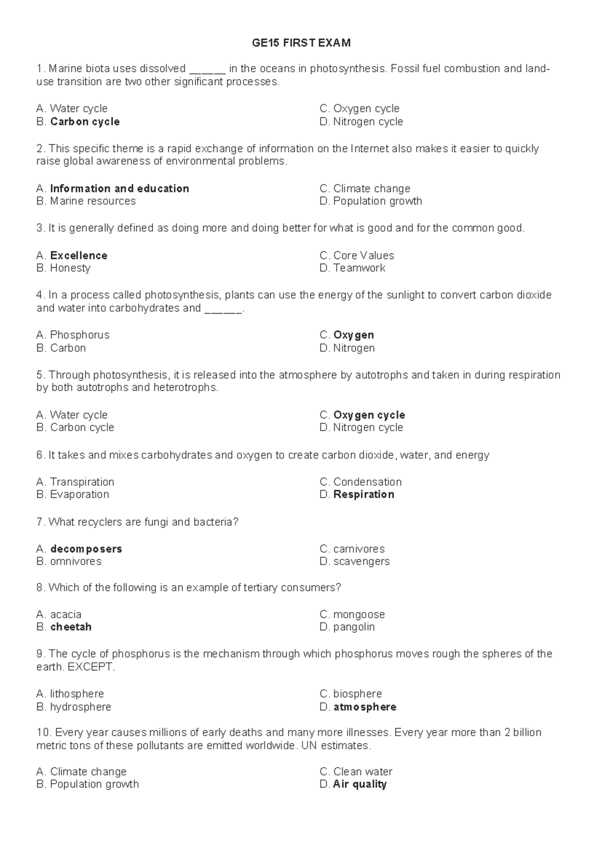 GE15 FIRST EXAM REVIEWER: Marine Biota and Environmental Concepts - Studocu