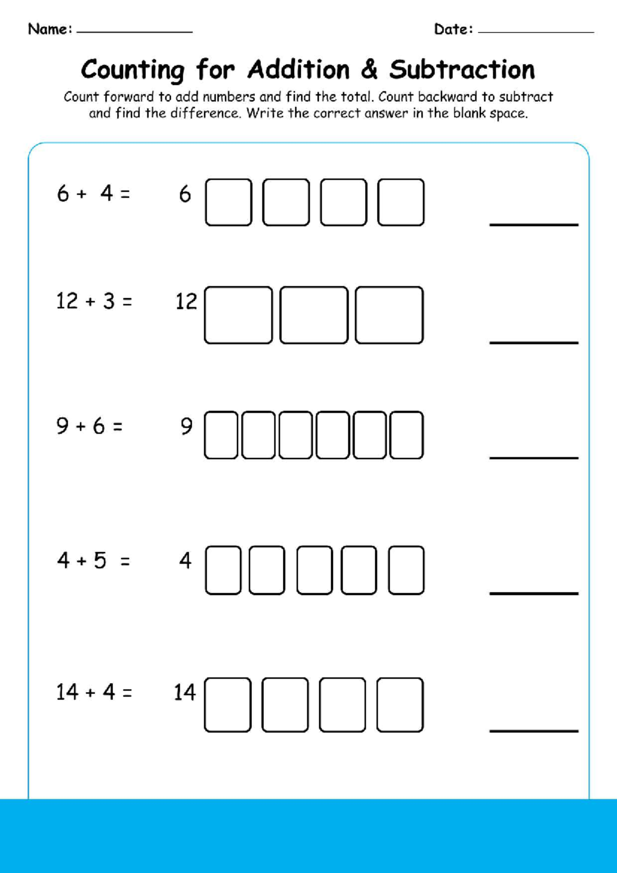 Counting Forward and Backward to Add and Subtract - 1st Grade Worksheet ...