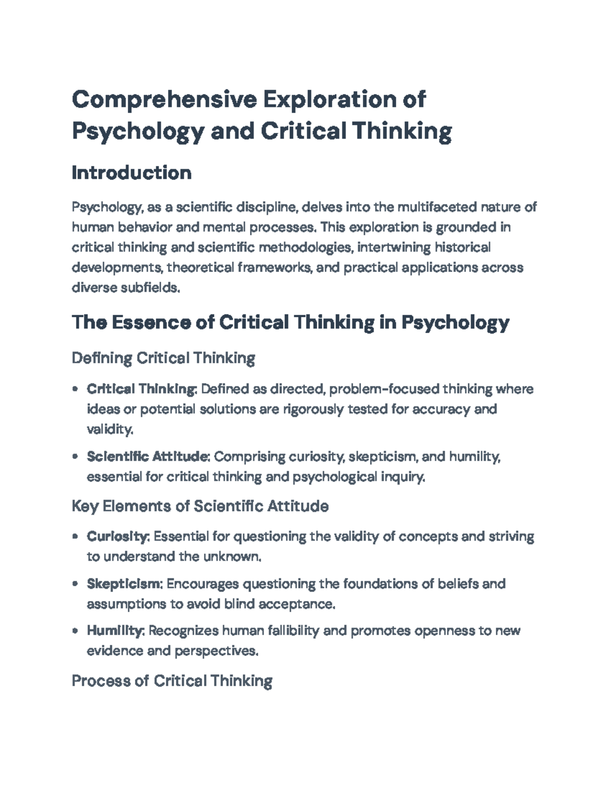 Critical Thinking and Historical Perspectives in Psychology (PSY101 ...