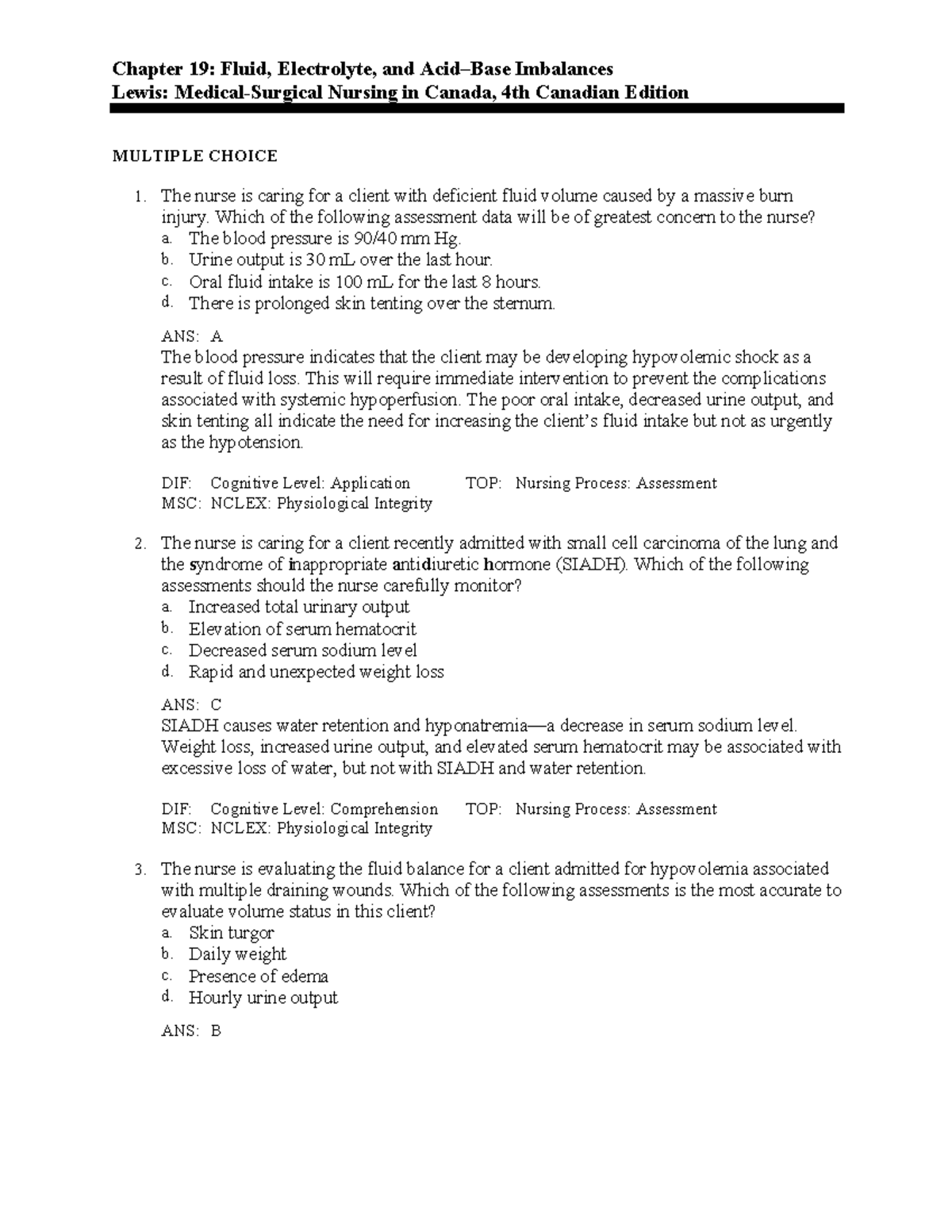 Medsurg 34: Fluid, Electrolyte, and Acid-Base Imbalance Review Notes ...