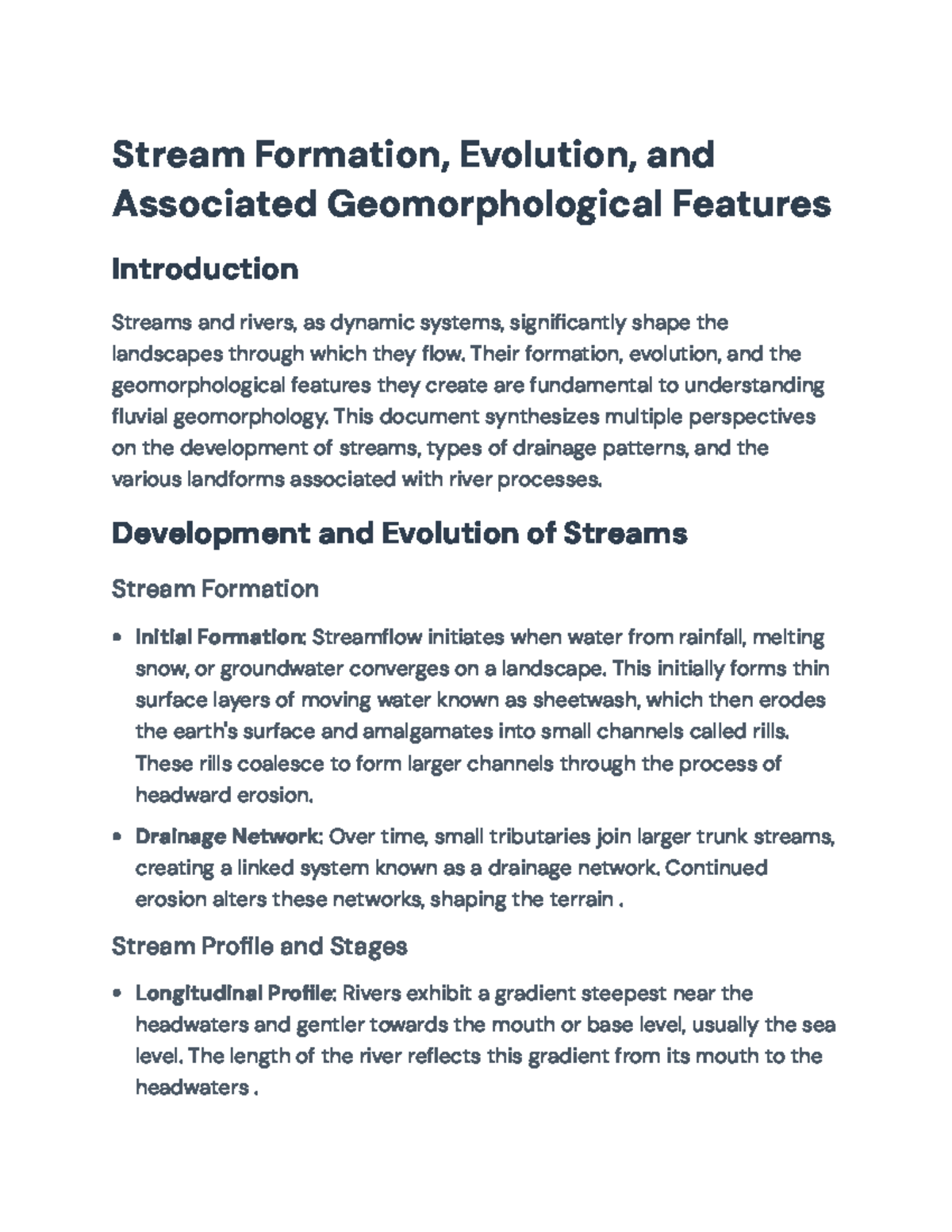 Stream Formation and Evolution: Geomorphological Insights - Stream ...