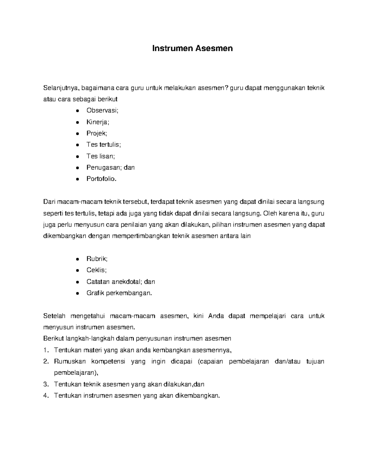 Instrumen Asesmen: Teknik dan Penyusunan oleh Guru dalam Pembelajaran ...