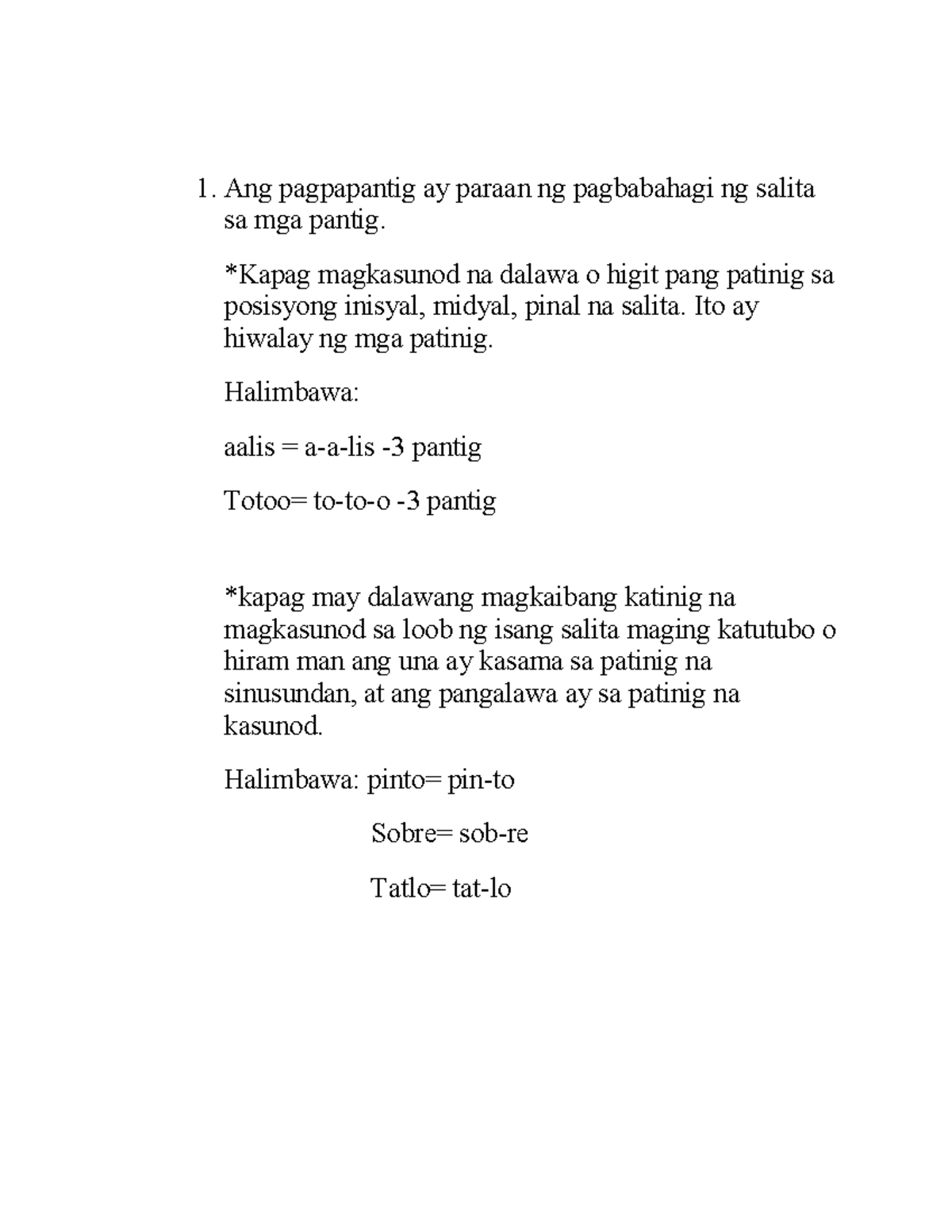 Filipino- Activity - Grade 2 - Ang pagpapantig ay paraan ng pagbabahagi ng salita sa mga pantig ...
