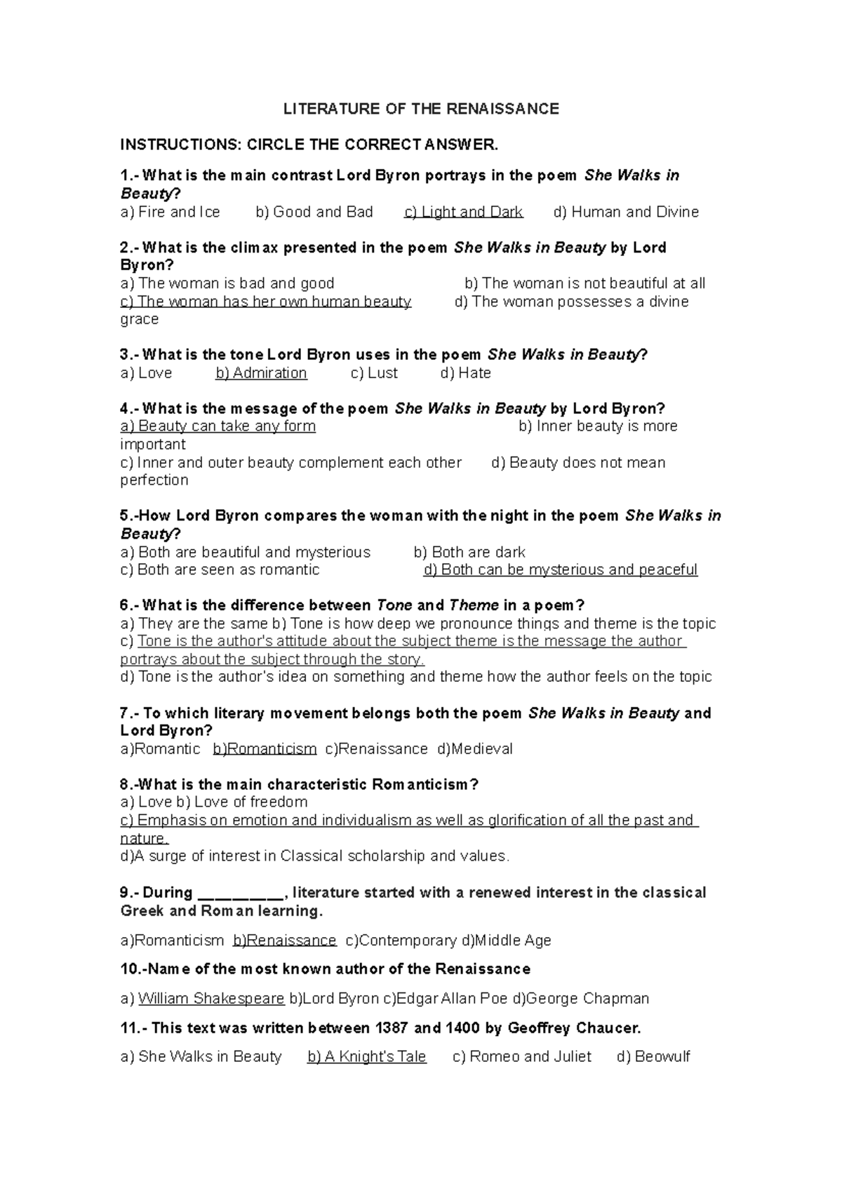 Examen 2017, preguntas y respuestas - LITERATURE OF THE RENAISSANCE ...