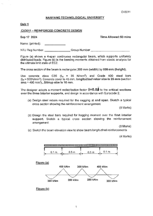 CV3011 quiz2 - Sample quiz questions - Determination of One/Two-way slabs Check if slabs are ...