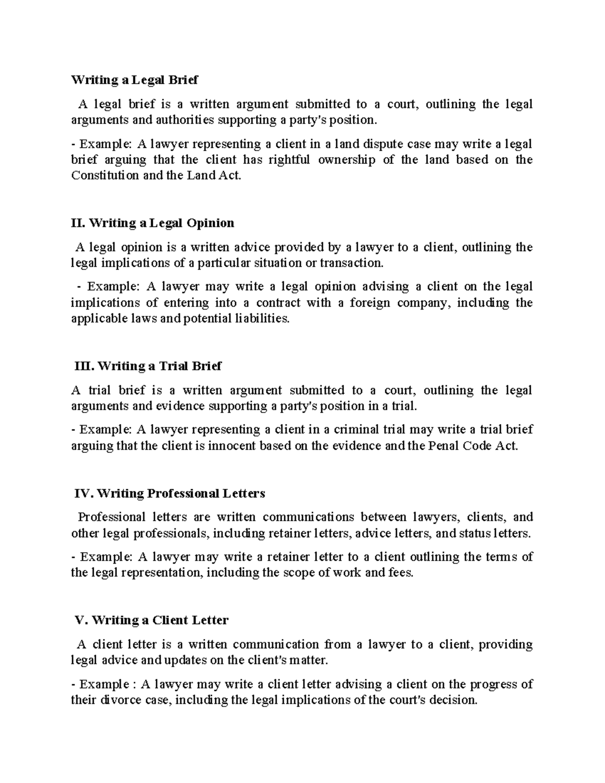Legal Writing Overview: Briefs, Opinions, and Trial Strategies JOJO ...
