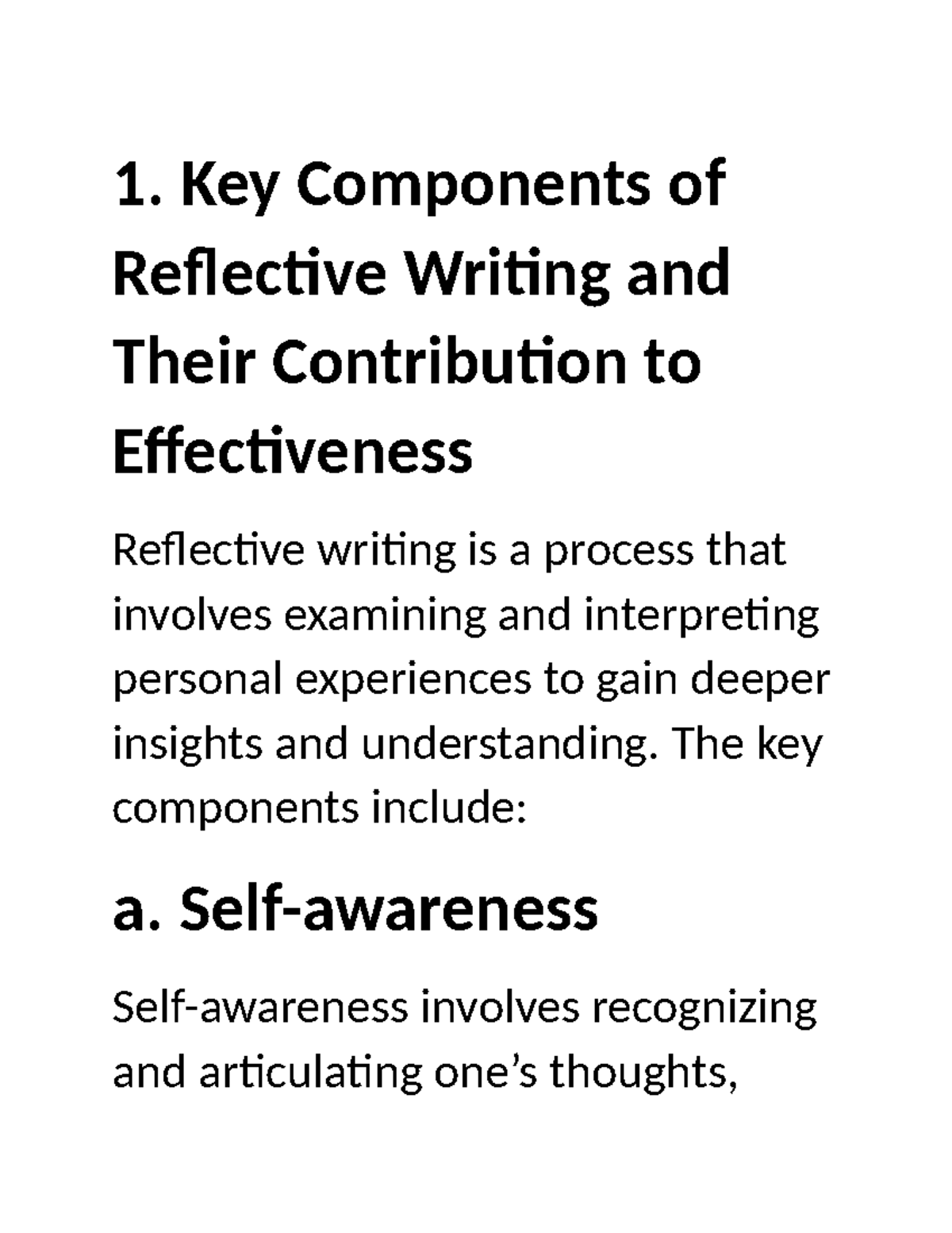 ENGL 1102 Unit 5 Reflective Writing: Key Components & Personal Growth ...