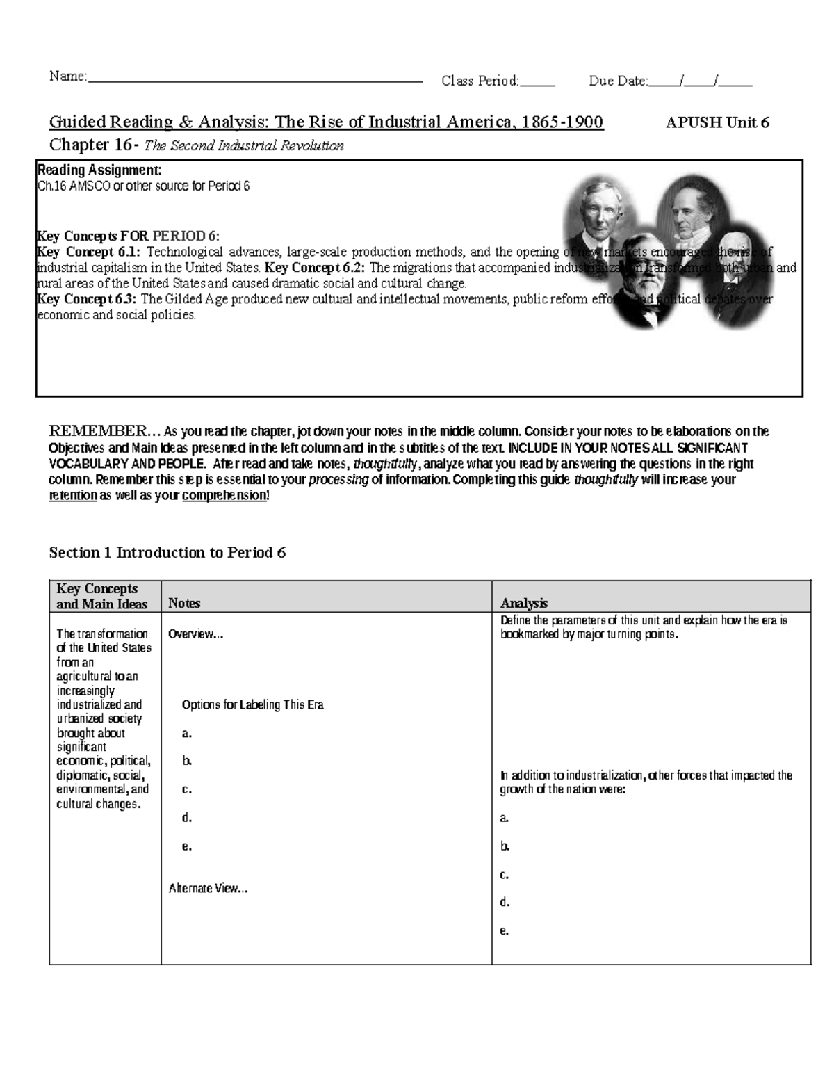 Unit 6 Ch 16 Amsco Guided Notes - Reading Assignment: Ch AMSCO or other ...
