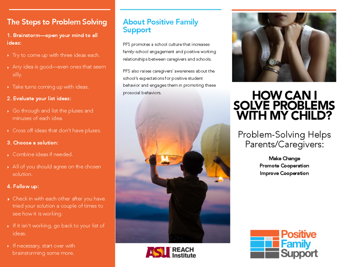 PFS Problem Solving Brochure - HOW CAN I SOLVE PROBLEMS WITH MY CHILD? Problem-Solving Helps ...
