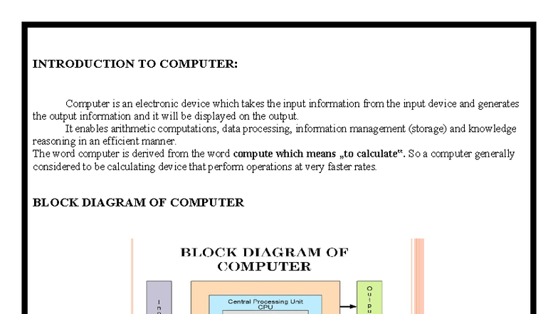 IT Workshop (ITW101): Introduction to Computer Hardware and Components - Studocu