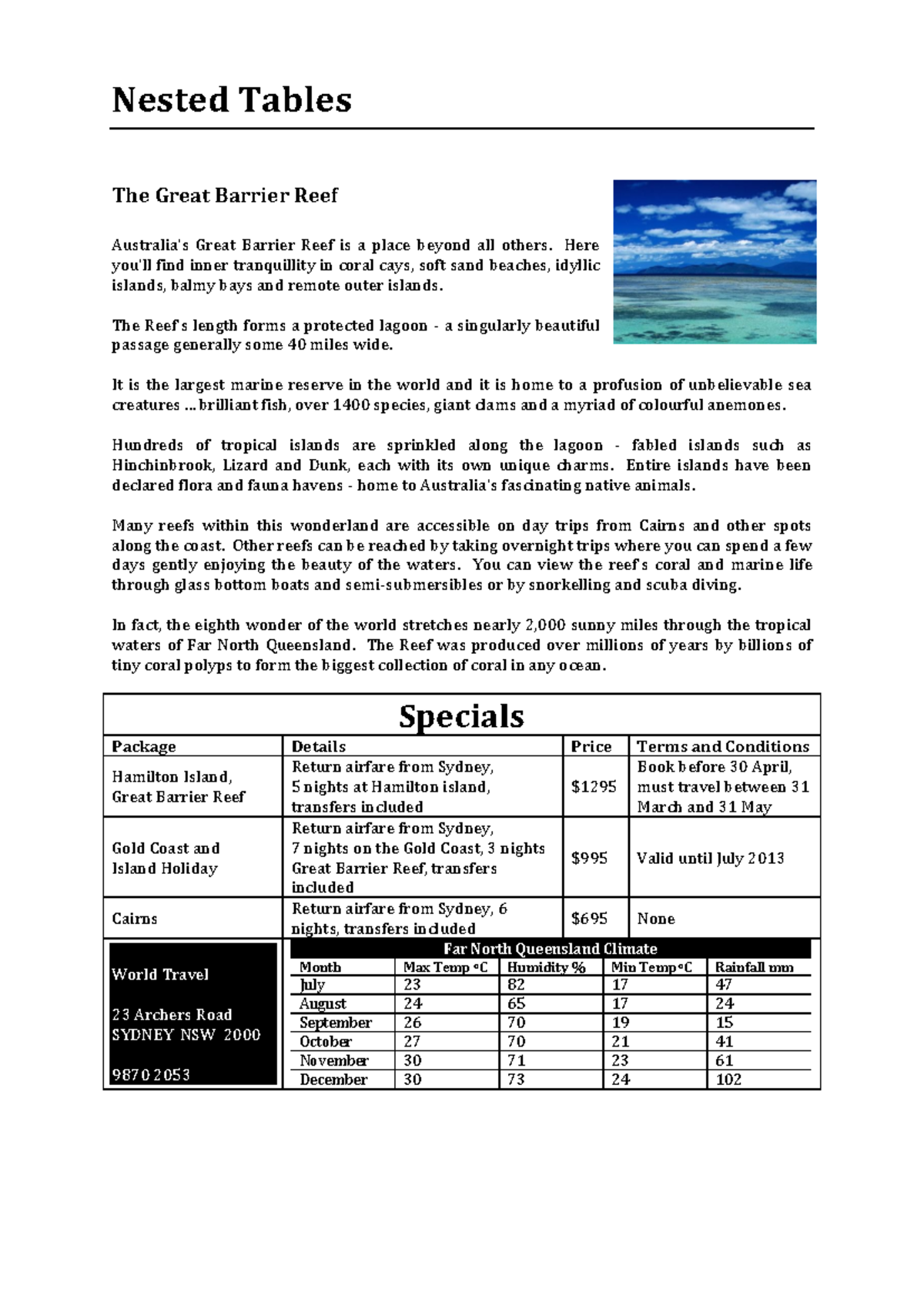 Barrier Reef Nested Tables completed - Nested Tables The Great Barrier ...
