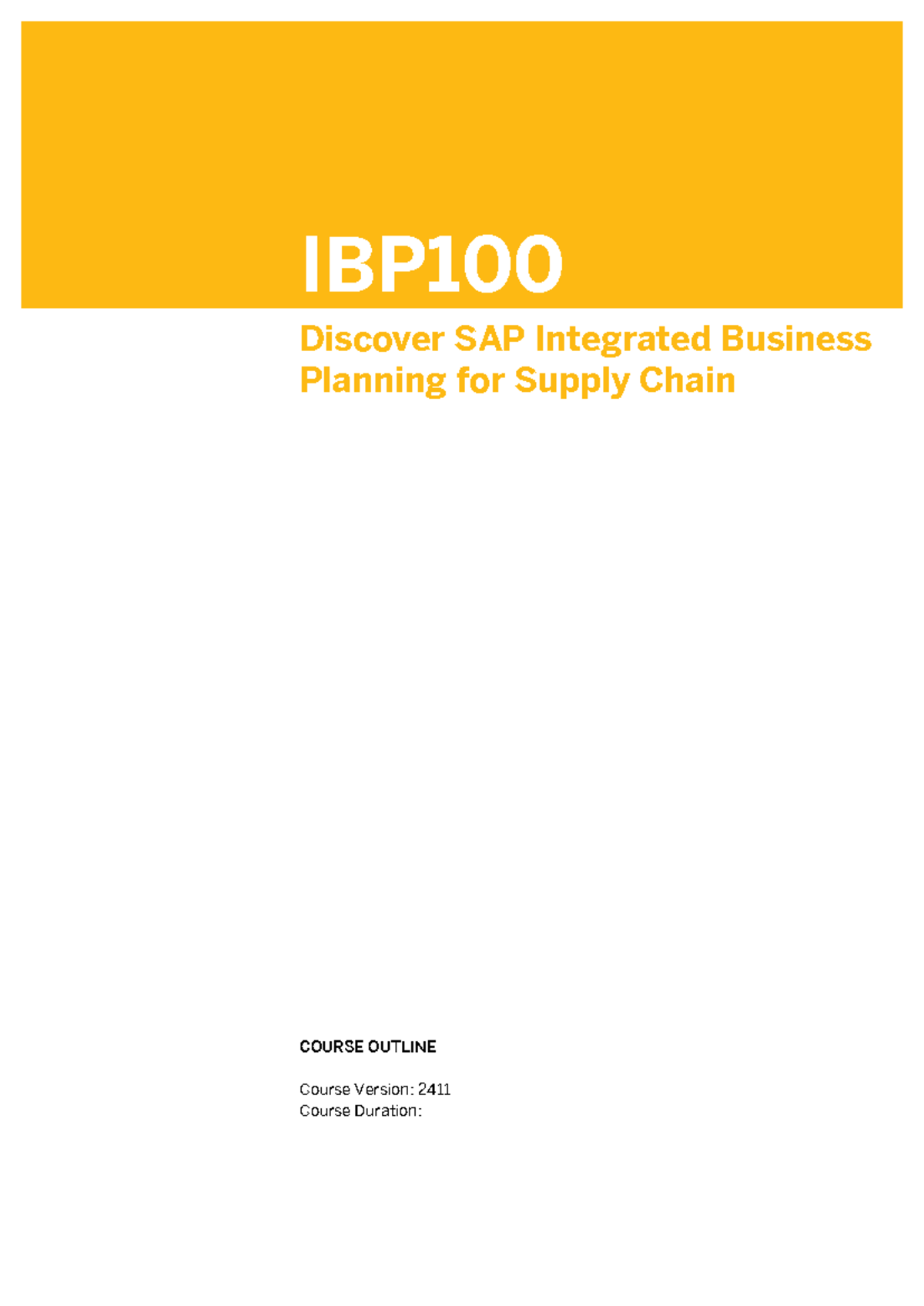 IBP100 EN Col44 CO A4 - IBP 100 - IBP Discover SAP Integrated Business ...