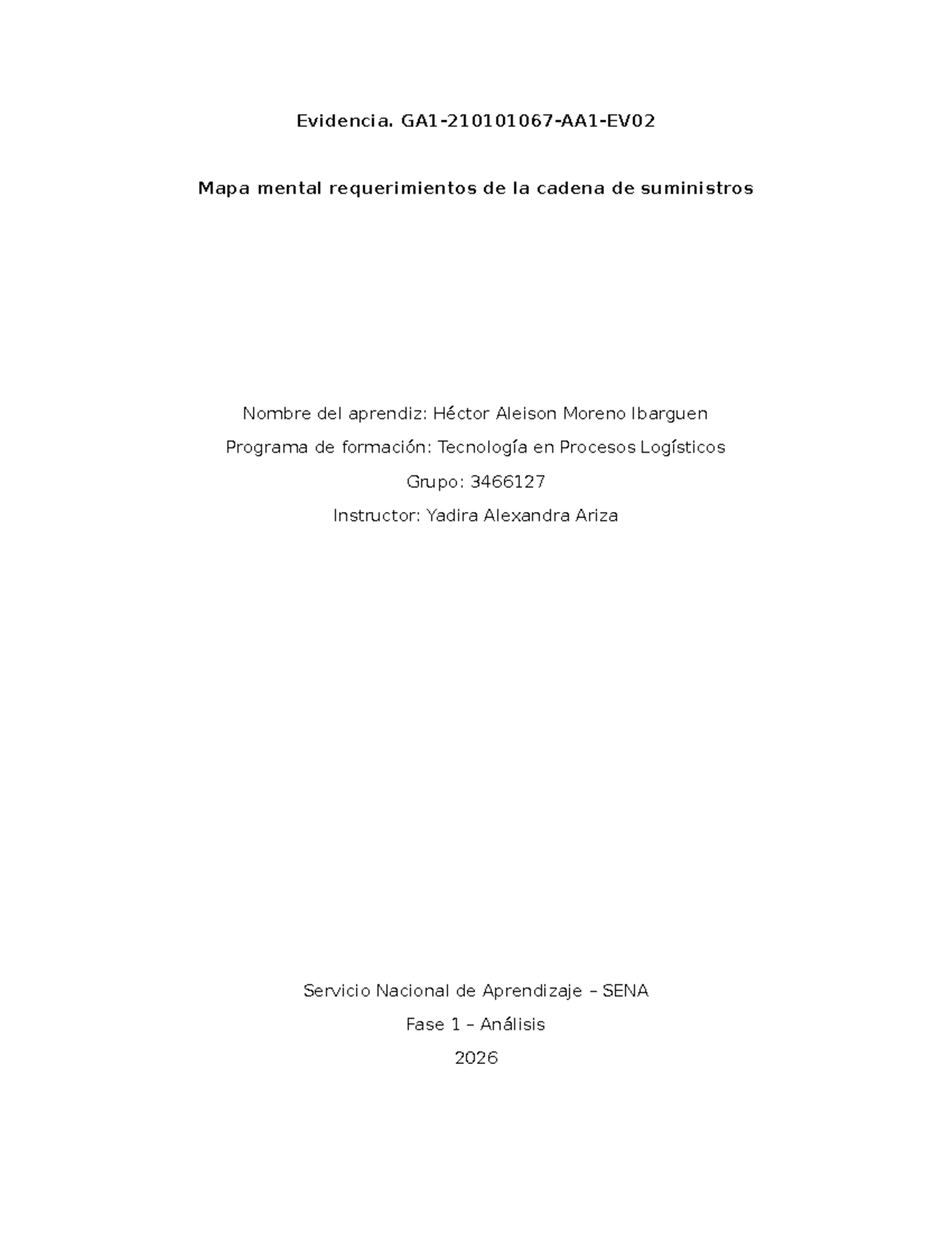 Evidencia: Mapa Mental de Requerimientos en Cadena de Suministros - Studocu