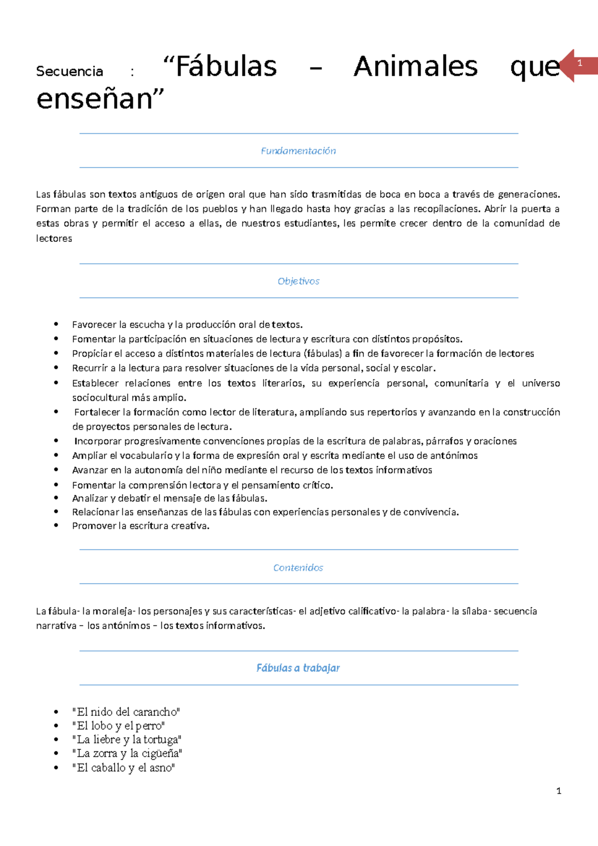 Secuencia Didáctica: Fábulas para 4to Grado - Actividades y Reflexiones ...