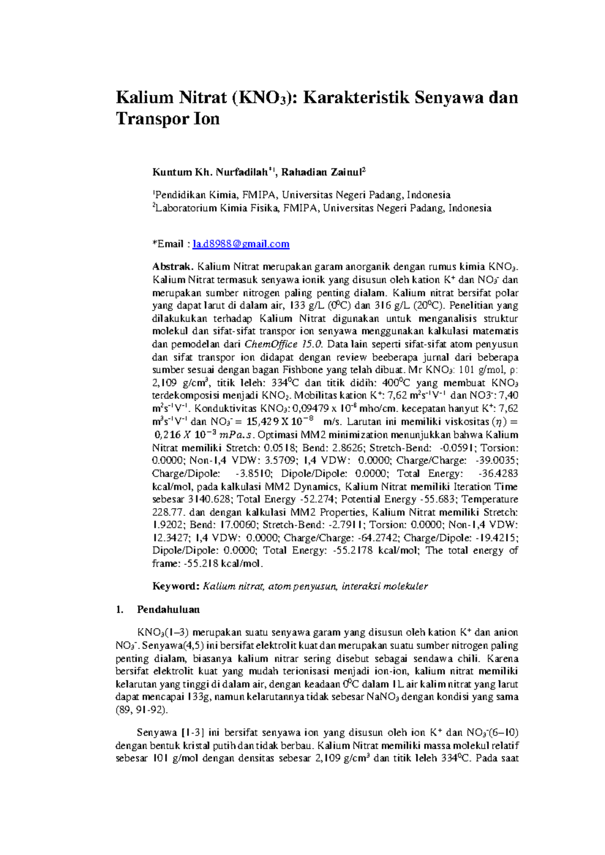 Final Exam Study: Kalium Nitrat (KNO3) Characteristics & Ion Transport ...