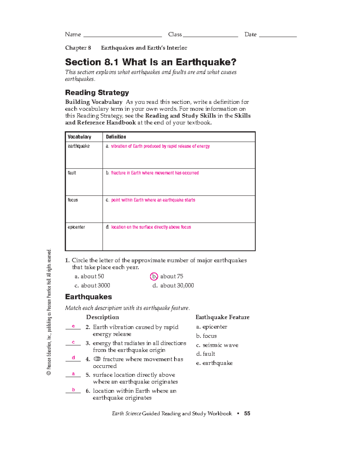 Chapter 8 Earthquakes And Earths Interior Worksheet Answers Long
