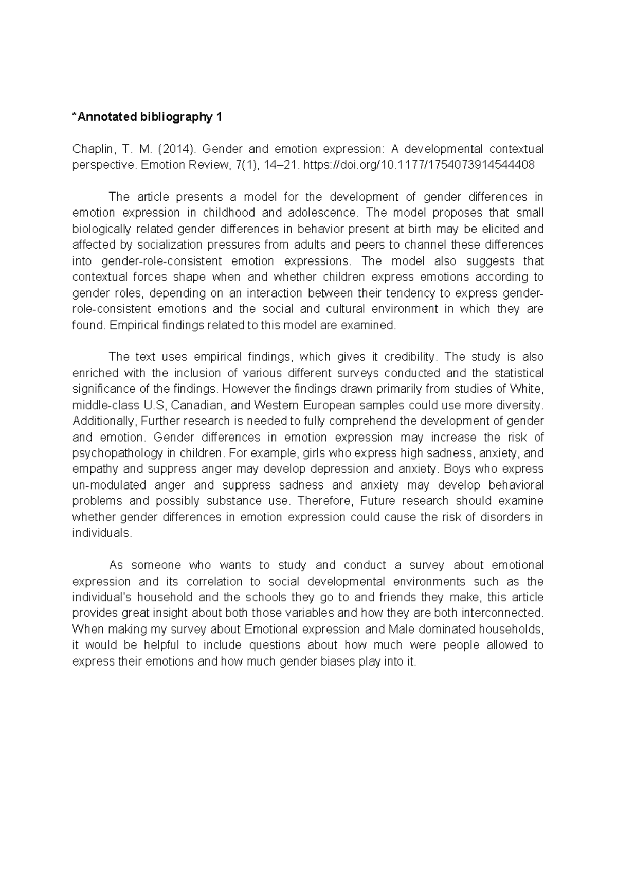 CGW4U 2 - Gender Differences in Emotion Expression: A Review - Studocu