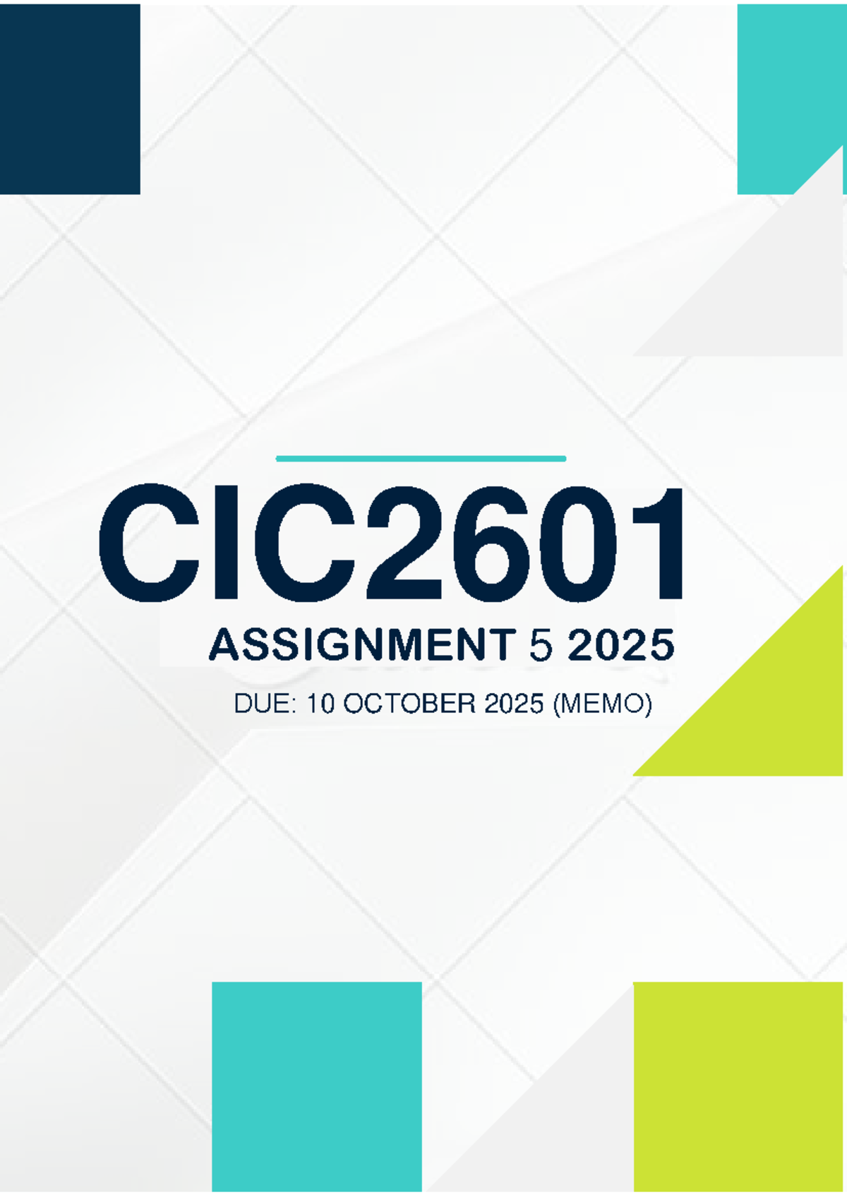 CIC2601 Assignment 5 Memo 2025: Lesson Plan on Renewable Energy - Studocu