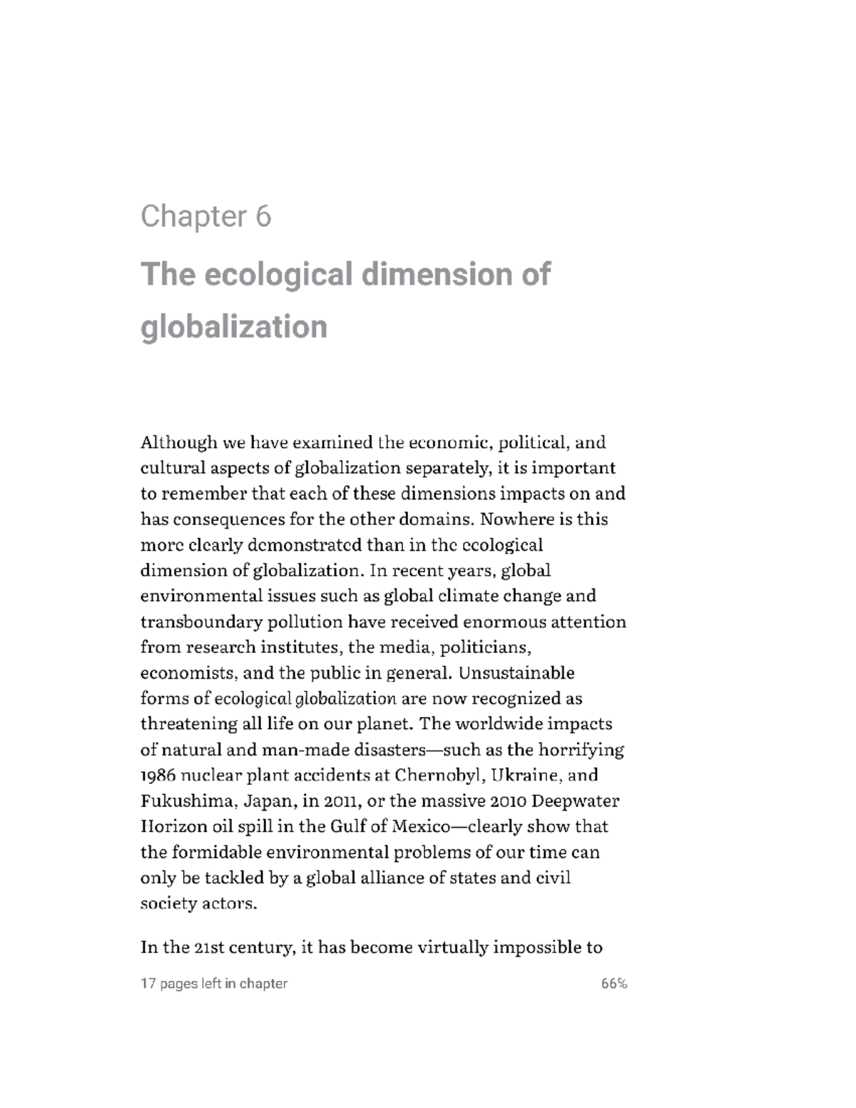 Chapter 6 Ecological globalization - Chapter 6 The ecological dimension ...