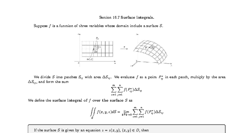 251ch 16 - Surface Integrals and Applications - Studocu