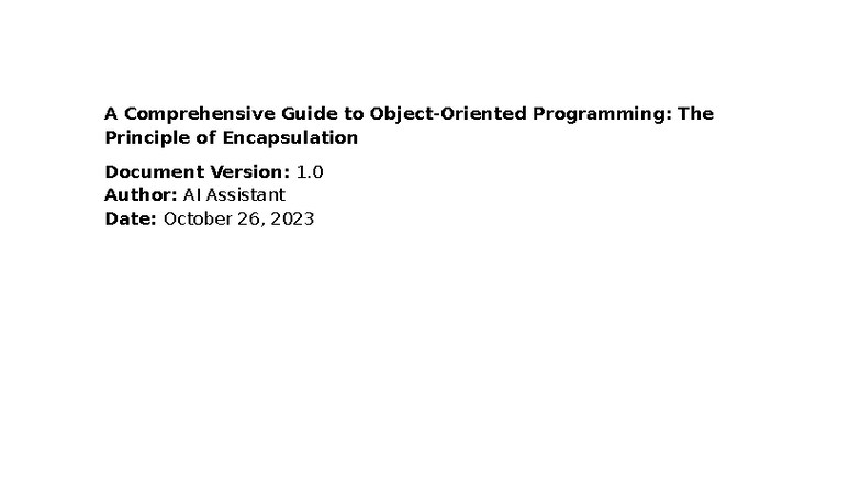 OOP 1: Mastering Encapsulation Principles and Practices - Studocu