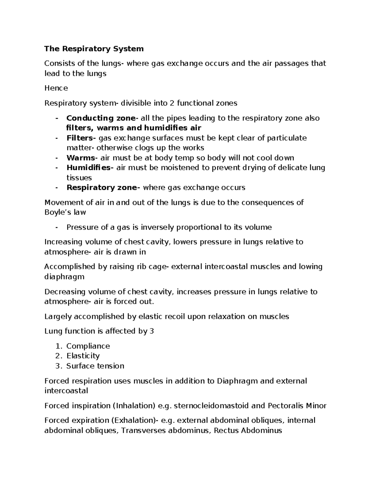 Respiratory System Overview: Structure, Function & Control (BIO 101) - Studocu