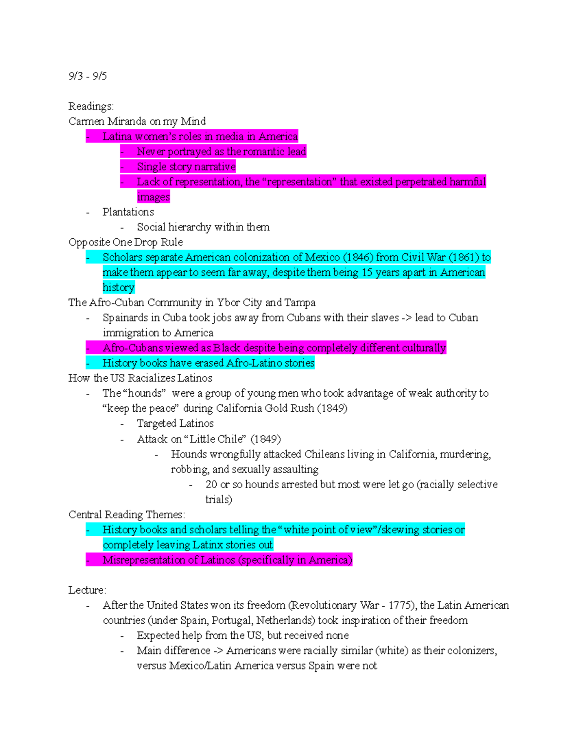 Latinx Study Guide: Midterm 1 - Media Representation & History - Studocu