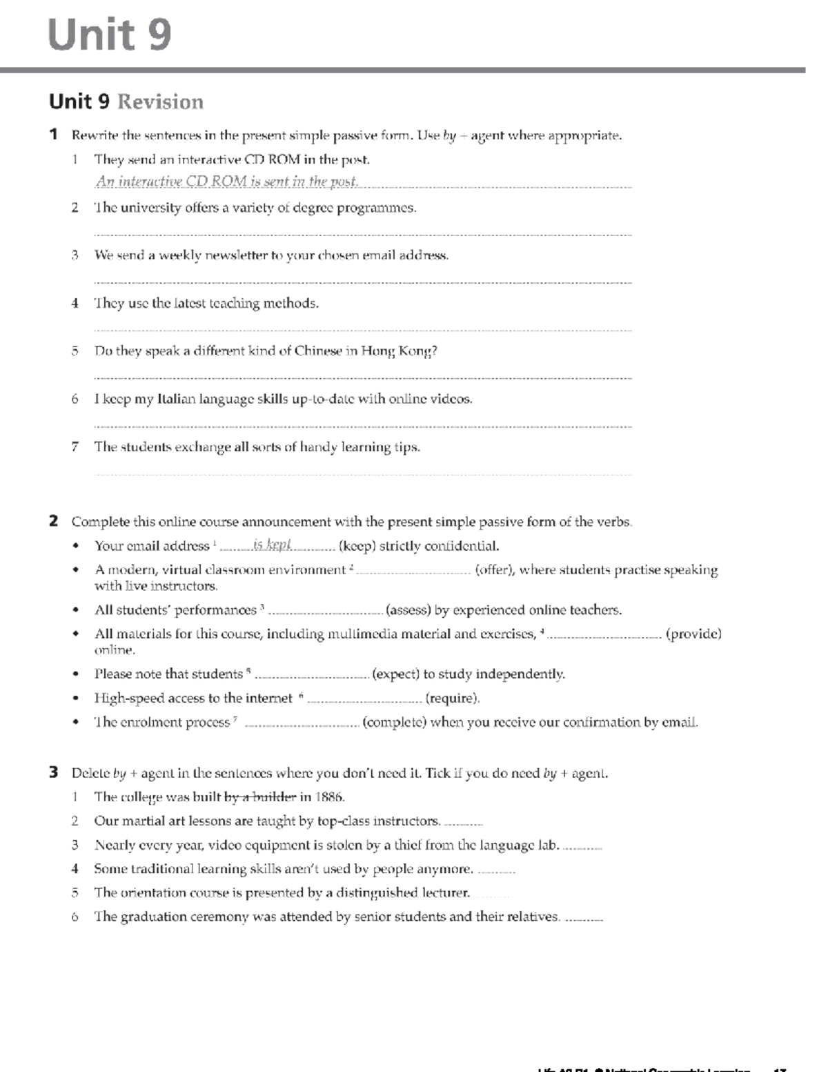 Unit 9 Revision: Present Simple Passive Exercises - CB3 - Studocu