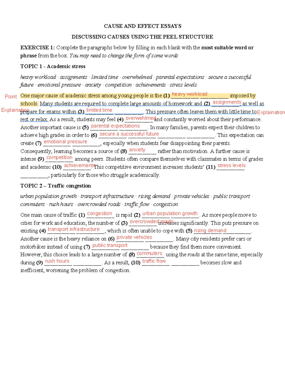 CAUSE AND EFFECT ESSAYS: DISCUSSING CAUSES USING PEEL STRUCTURE - Studocu