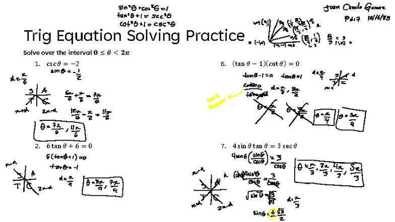 Trig Equation Solving Practice - Pd7 10162 - Studocu