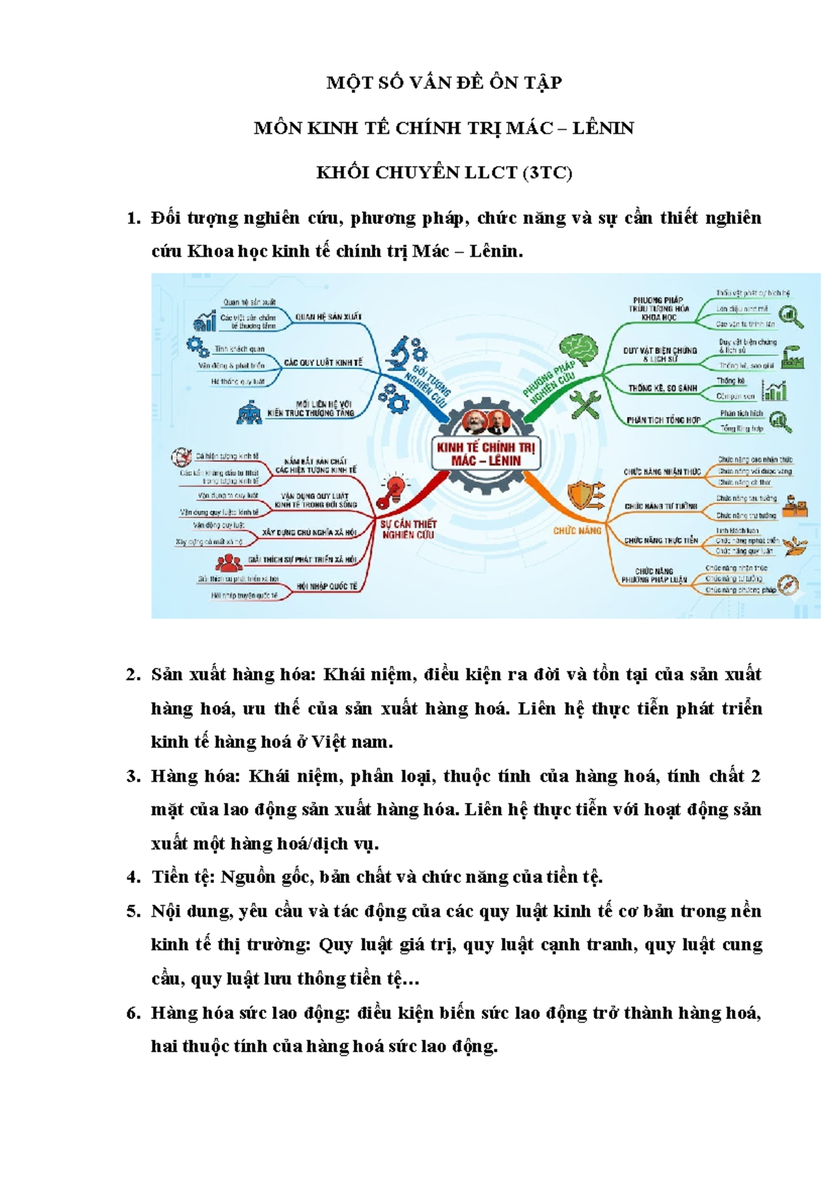 CÁC VẤN ĐỀ ÔN TẬP MÔN KINH TẾ CHÍNH TRỊ MÁC LÊNIN (3TC) - Studocu