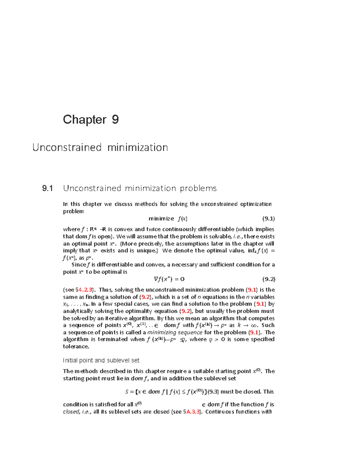 Chapter 9: Unconstrained Minimization in Convex Analysis - Studocu