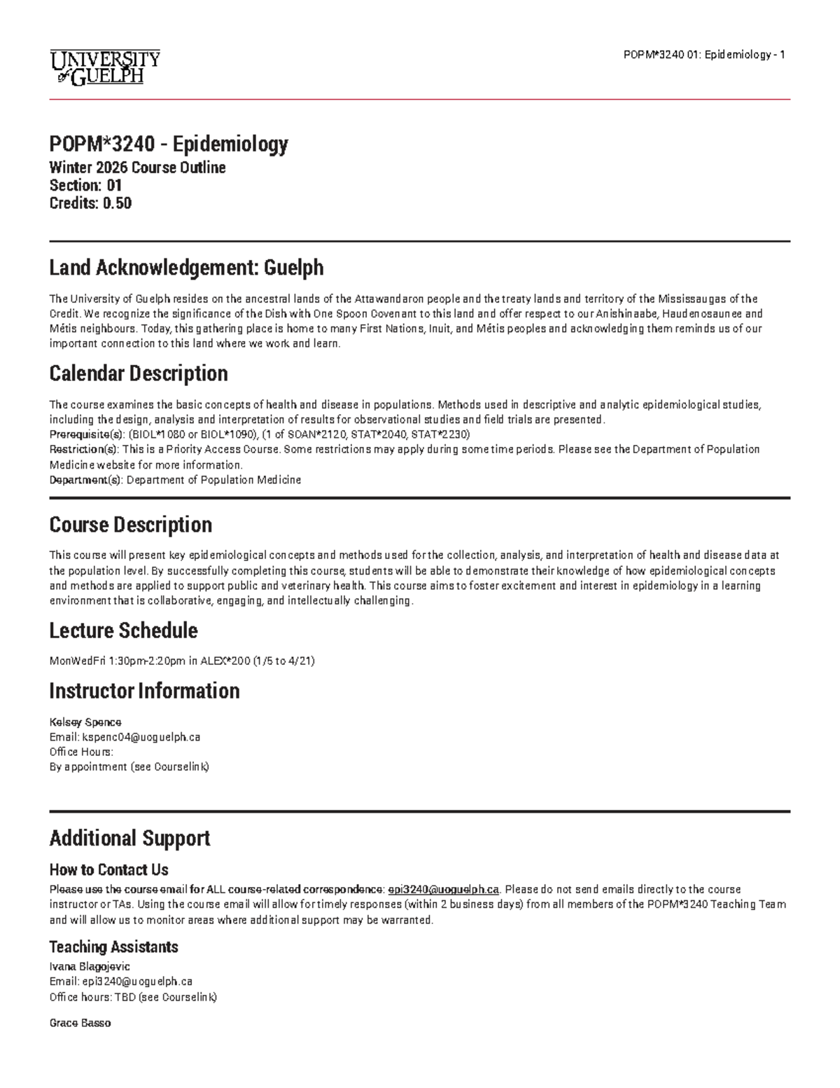 POPM 3240 W26: Epidemiology Course Outline and Learning Resources - Studocu