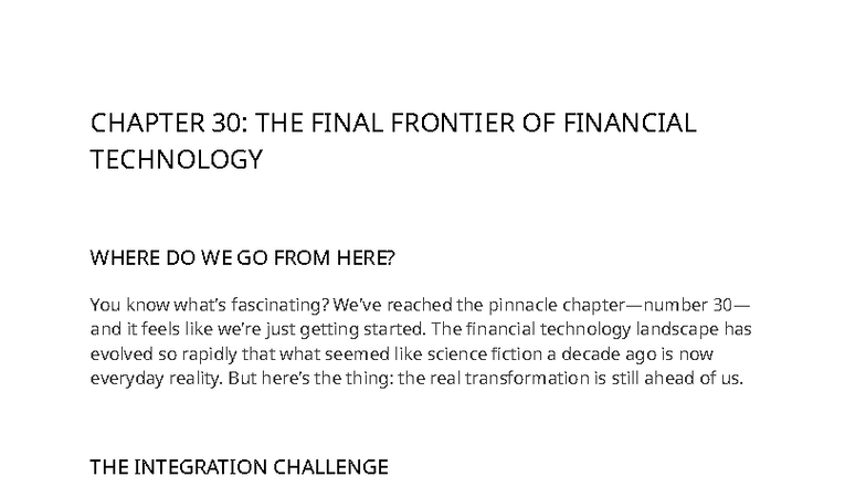 CHAPTER 30: THE FUTURE OF FINTECH INTEGRATION AND EVOLUTION - Studocu