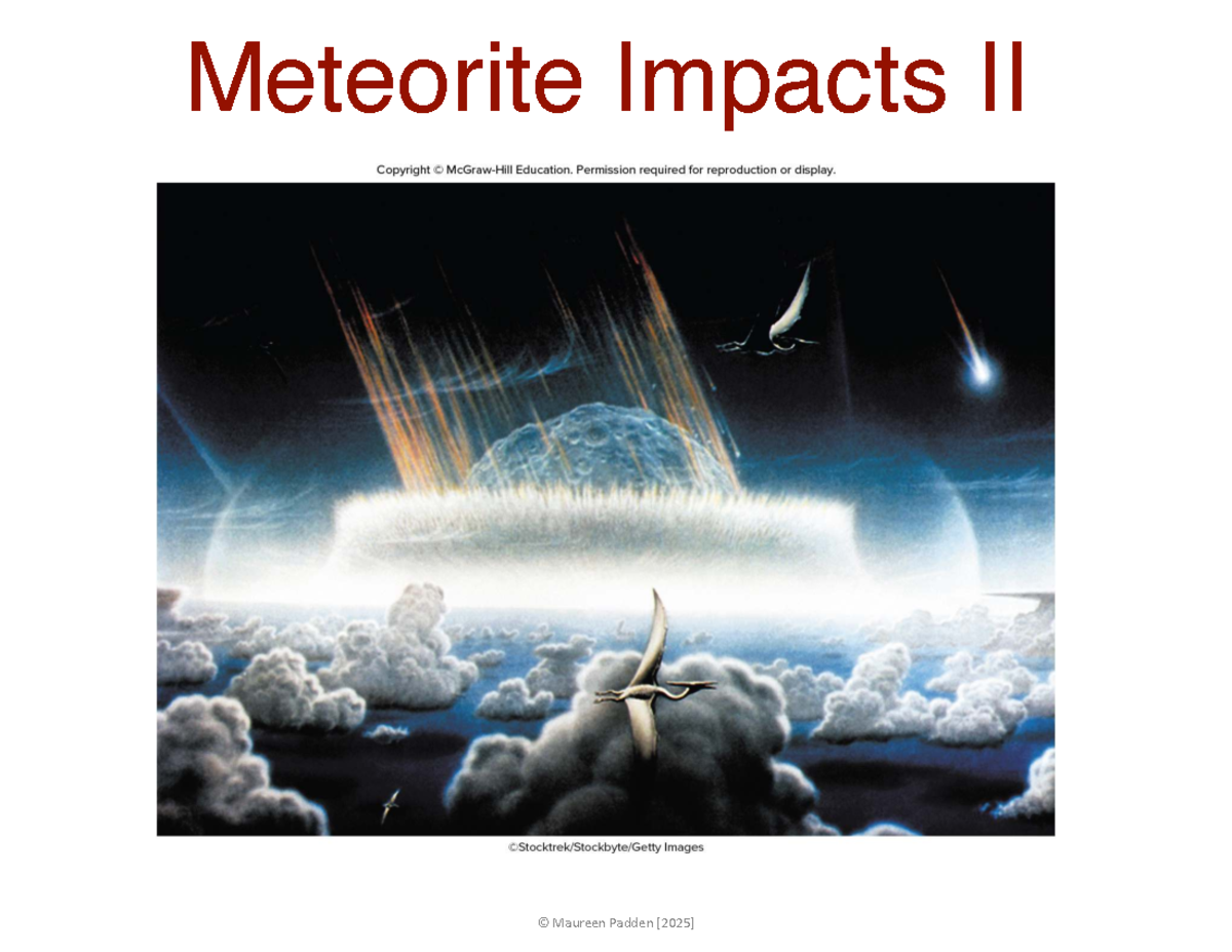2GG3 Lecture 30: Meteorite Impacts II and the Oort Cloud - Studocu
