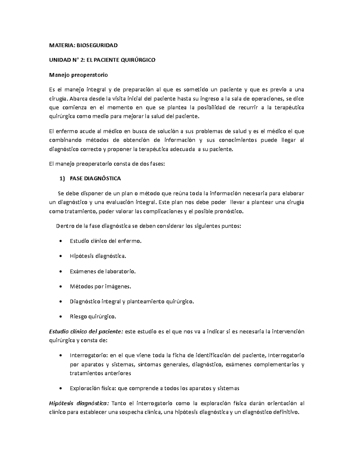 Unidad 2: El Paciente Quirúrgico - Manejo Preoperatorio y Evaluación ...
