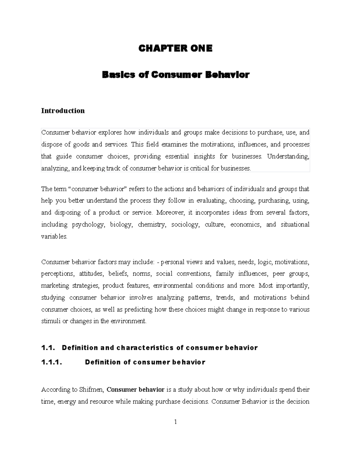 Consumer Behavior CH 1: Understanding Basics and Key Concepts - Studocu